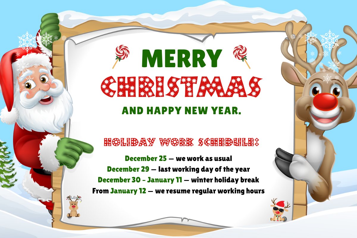 Holiday Work Schedule for the Winter Holidays - Wonderland Crafts