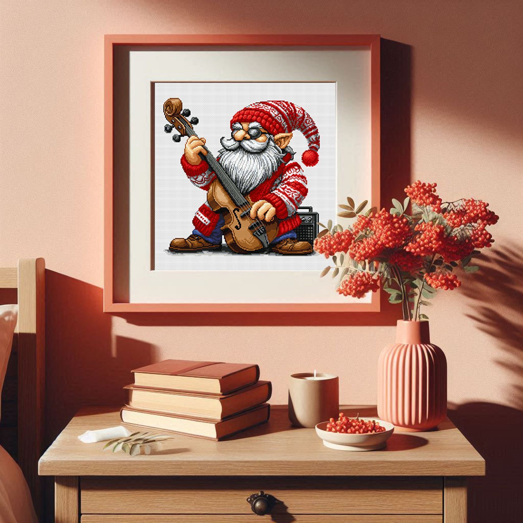 Cross-Stitch Pattern – "Gnome with a Cello" WLP-037 - Wonderland Crafts
