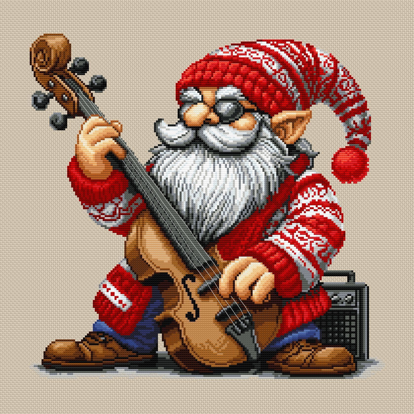 Cross-Stitch Pattern – "Gnome with a Cello" WLP-037 - Wonderland Crafts